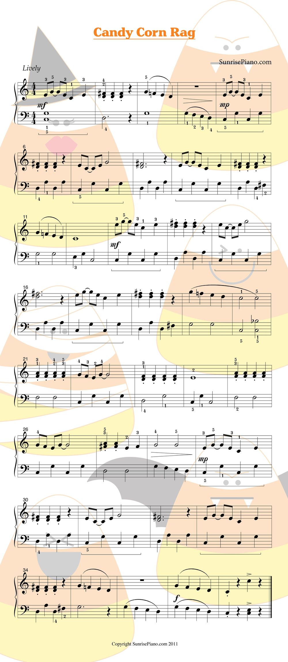 Candy Corn Rag - Late Elementary Piano Sheet Music