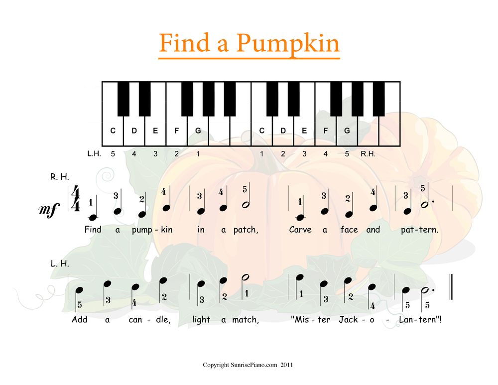 Find a Pumpkin - Primer Piano Sheet Music