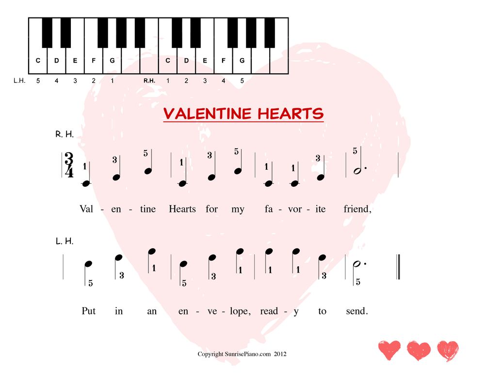 Valentine Hearts - Primer Piano Sheet Music