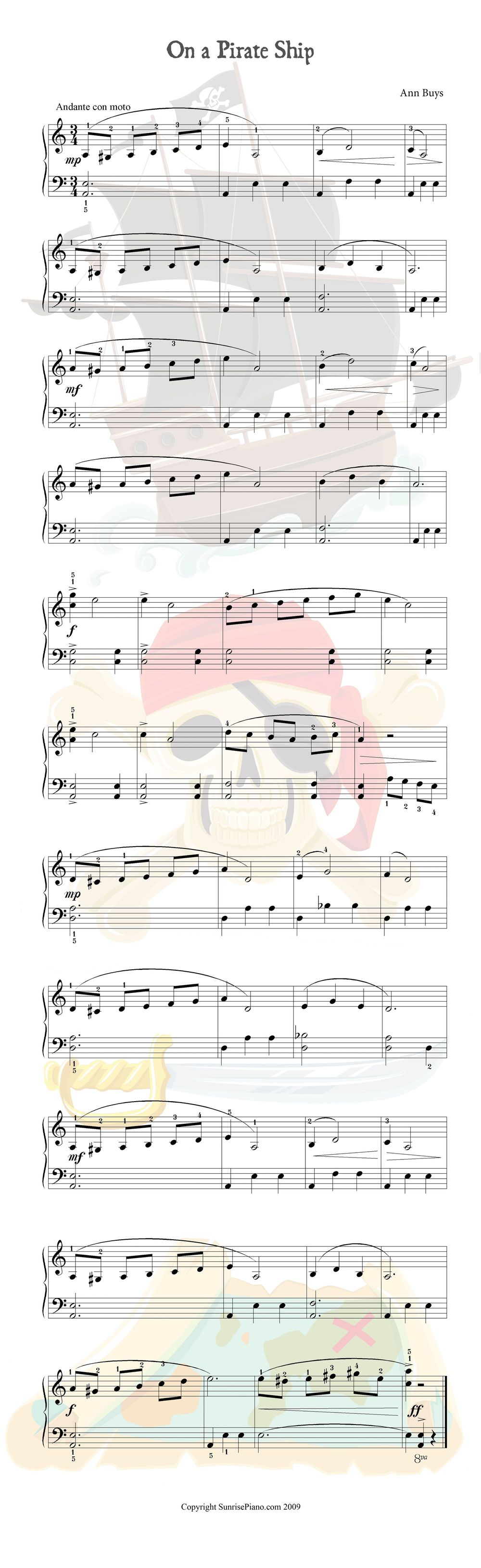 On a Pirate Ship - Late Elementary Piano Sheet Music