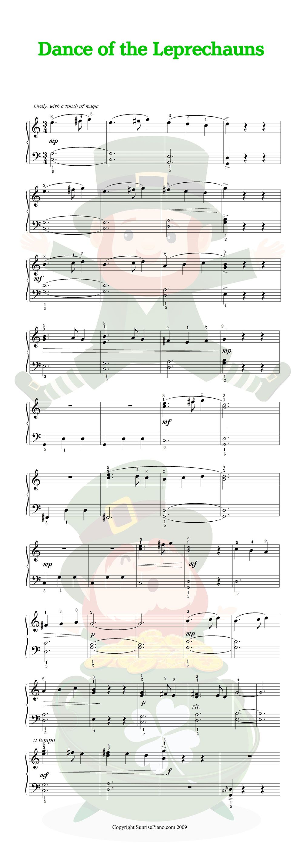 Dance of the Leprechauns - Early Intermediate Piano Sheet Music
