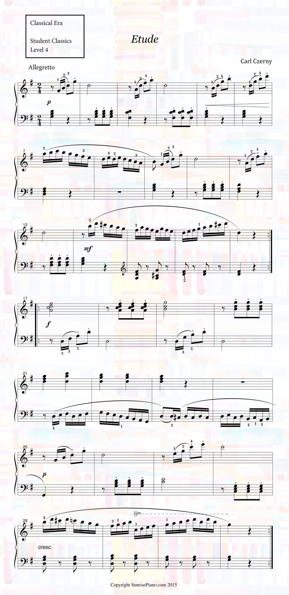 Carl Czerny - Etude - Piano Sheet Music