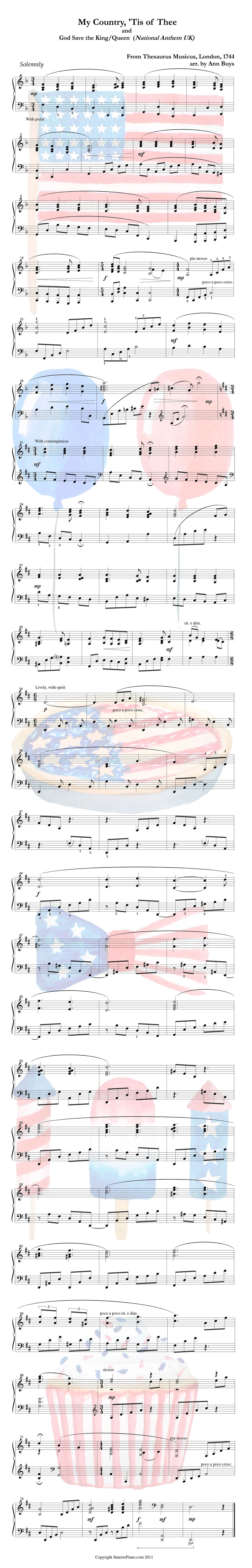 My Country 'Tis of Thee - God Save the King - (UK National Anthem ...