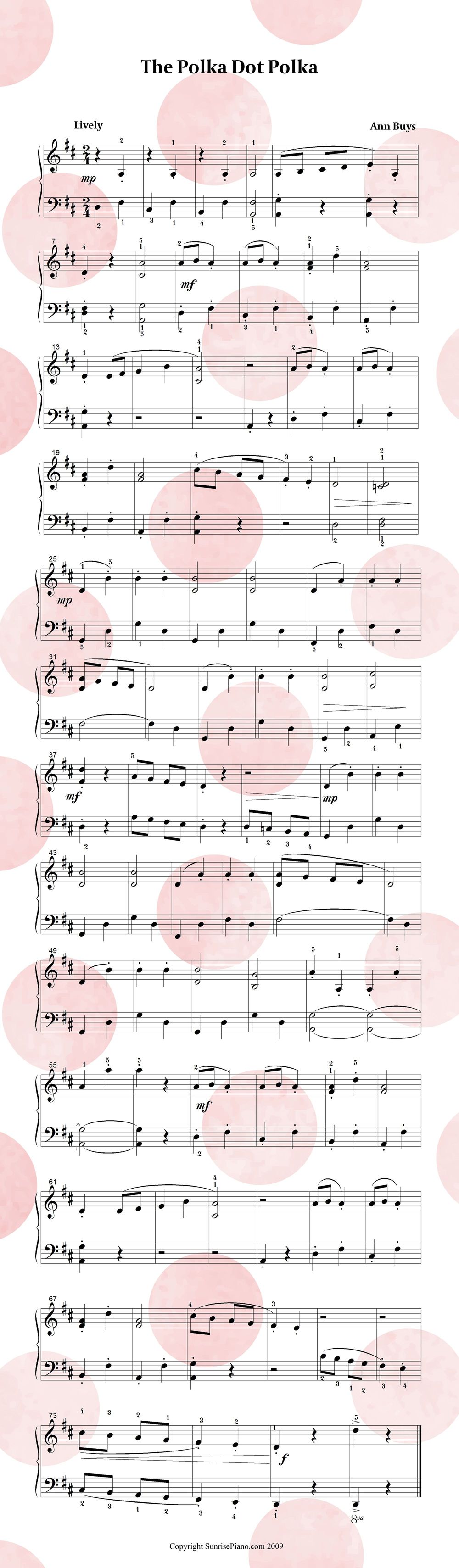 The Polka Dot Polka - Intermediate Piano Sheet Music