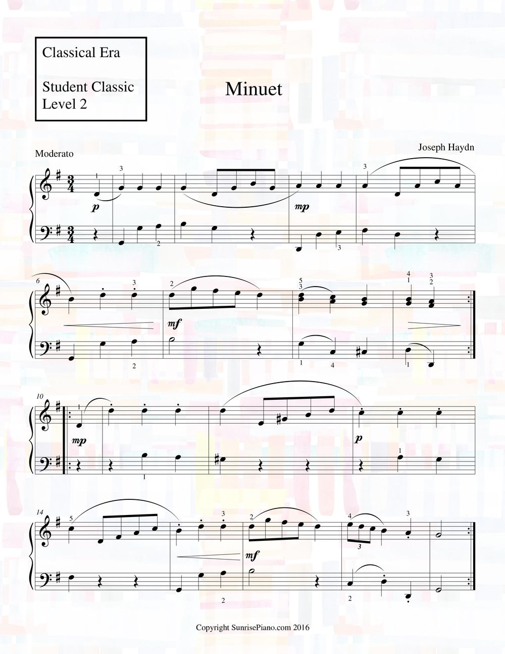 Haydn - Minuet - Piano Sheet Music
