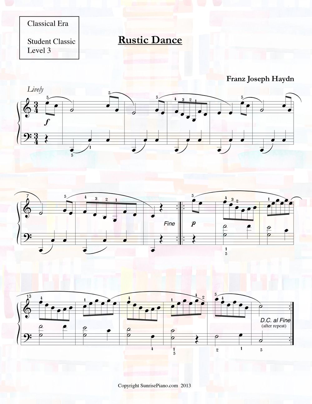 Haydn - Rustic Dance - Piano Sheet Music