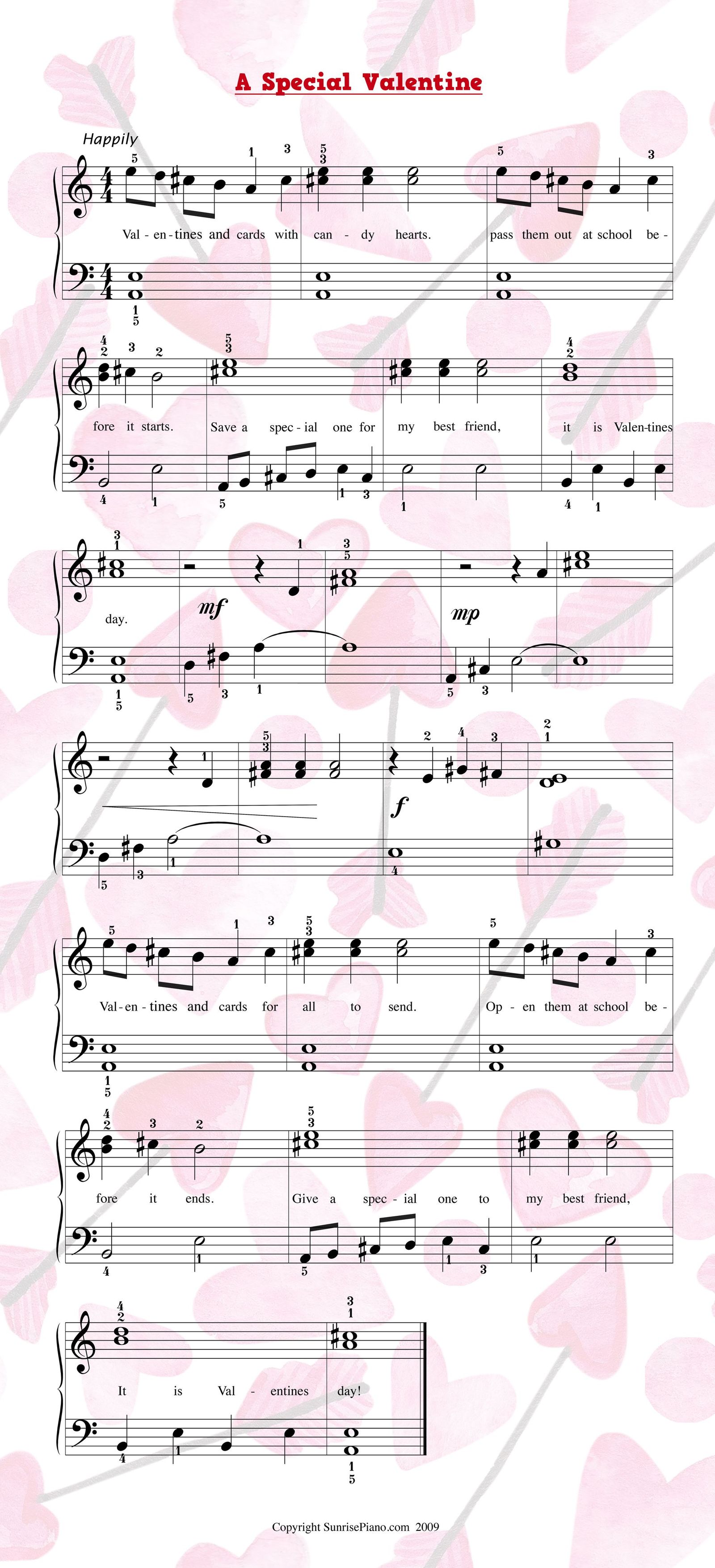 A Special Valentine - Late Elementary Piano Sheet Music