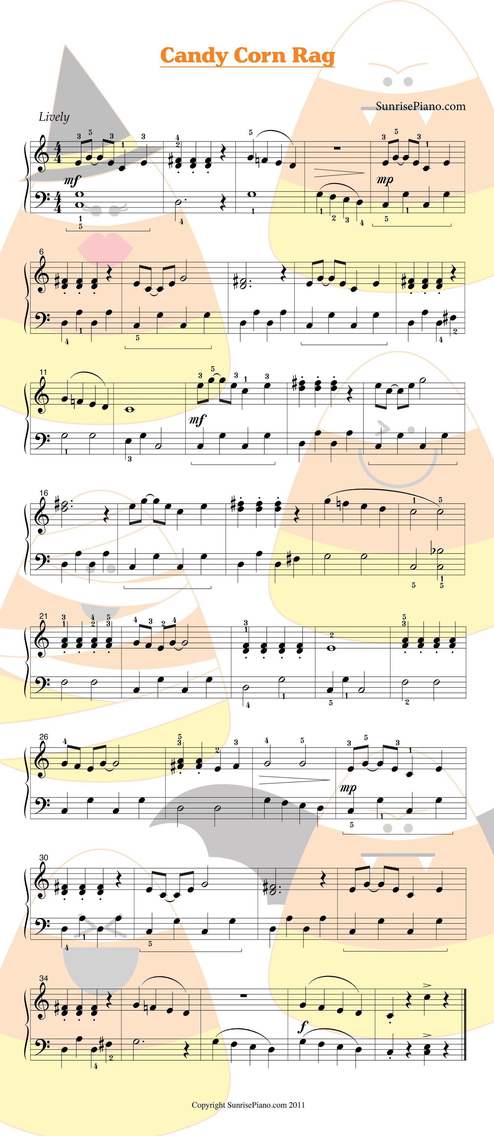 Candy Corn Rag - Late Elementary Piano Sheet Music