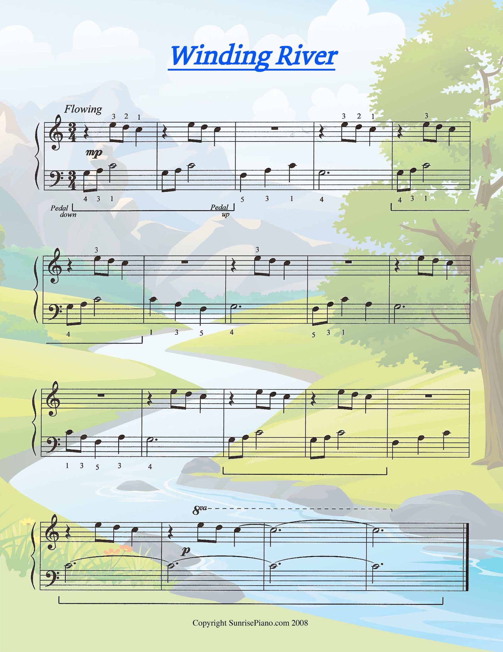 Winding River - Elementary Piano Sheet Music