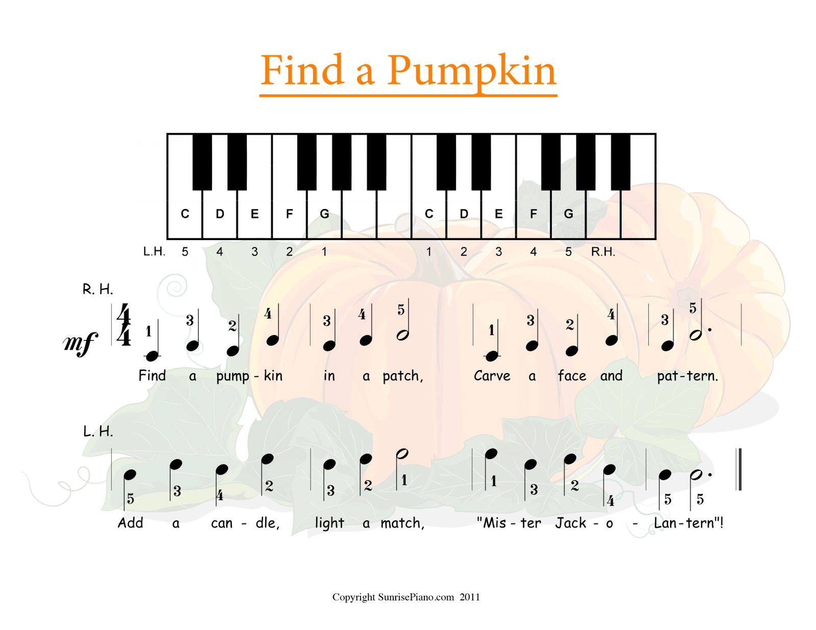 Find a Pumpkin - Primer Piano Sheet Music