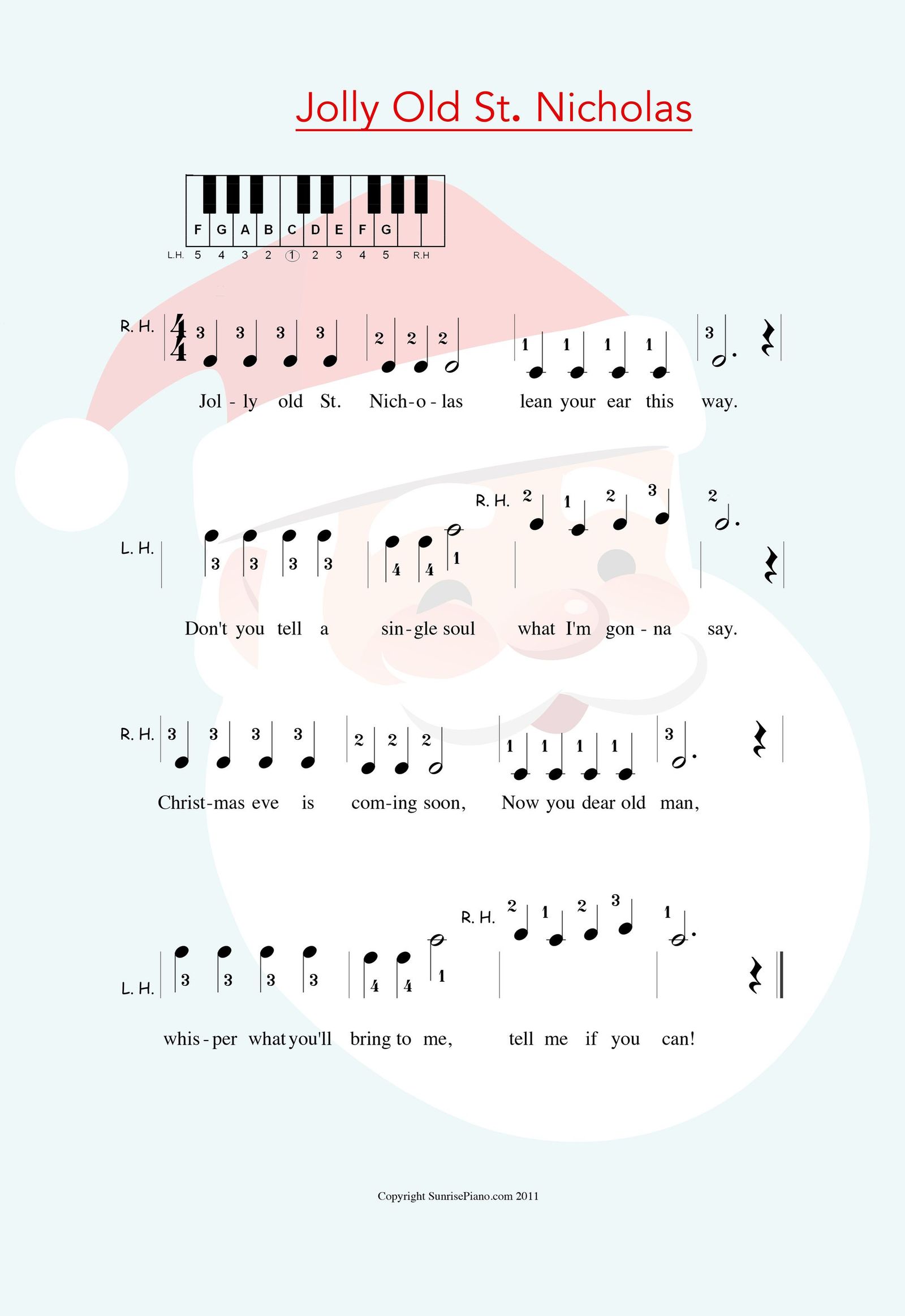 Jolly Old St. Nicholas - Primer Piano Sheet Music