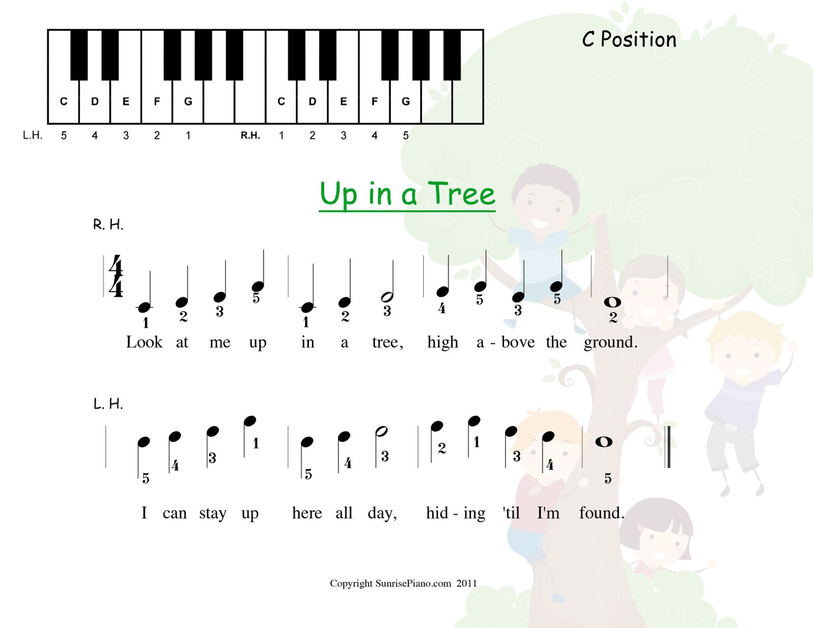 Up in a Tree - Primer Piano Sheet Music