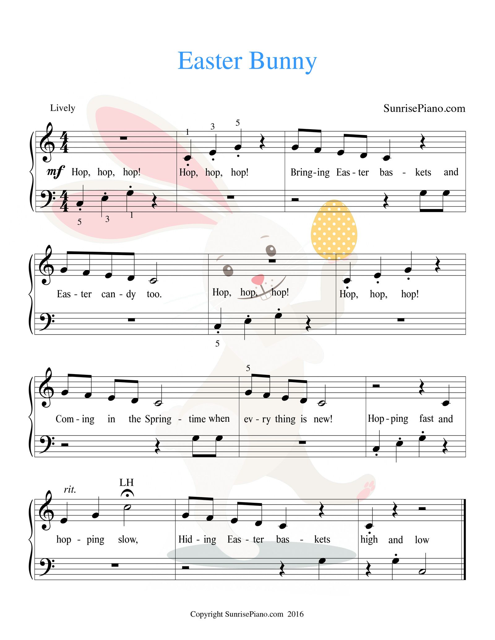 Easter Bunny - Elementary Piano Sheet Music