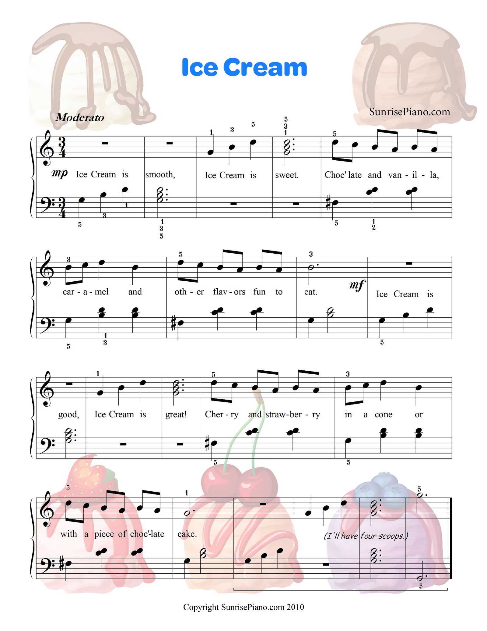 Ice Cream - Late Elementary Piano Sheet Music