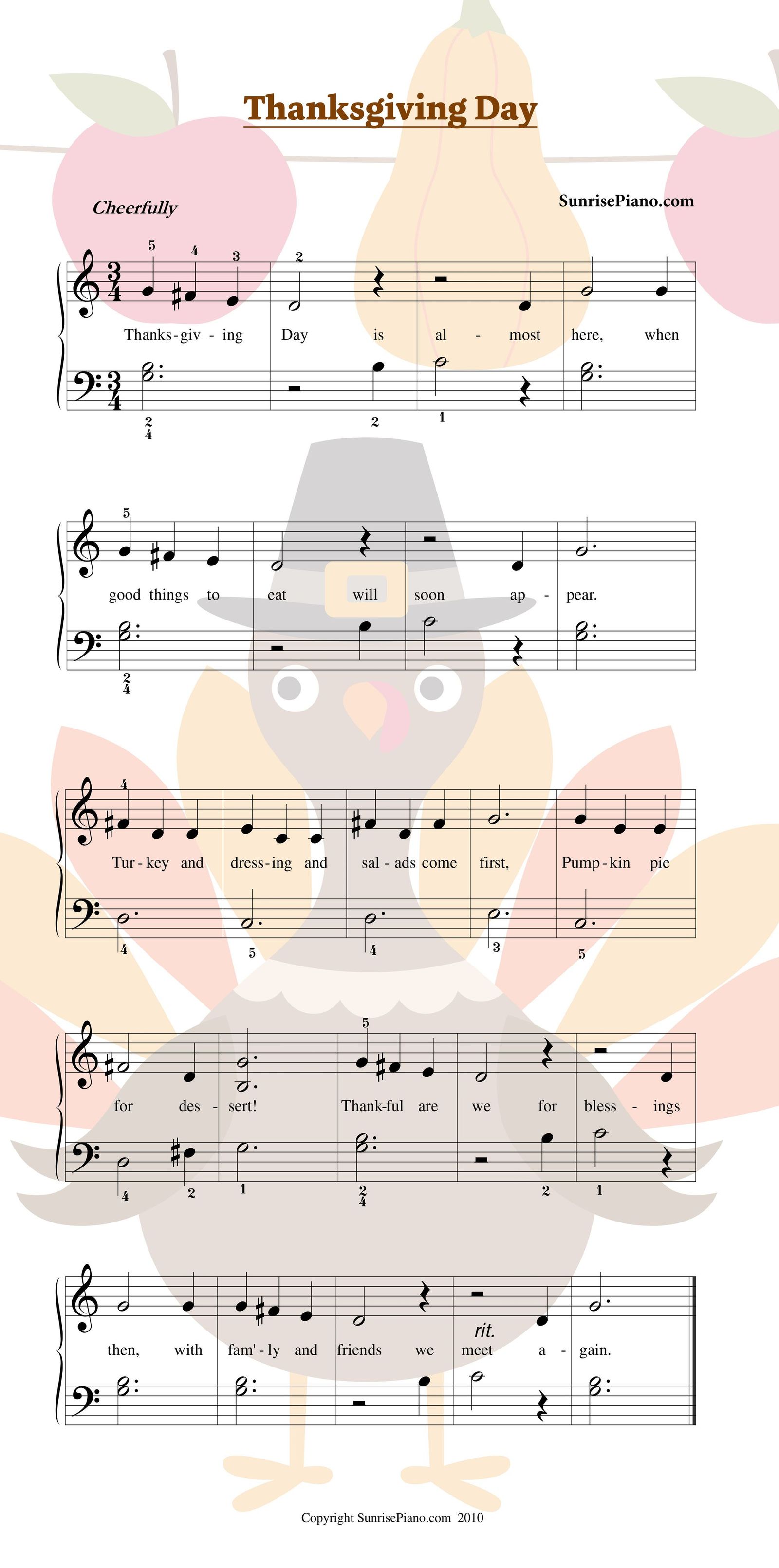 Thanksgiving Day - Late Elementary Piano Sheet Music