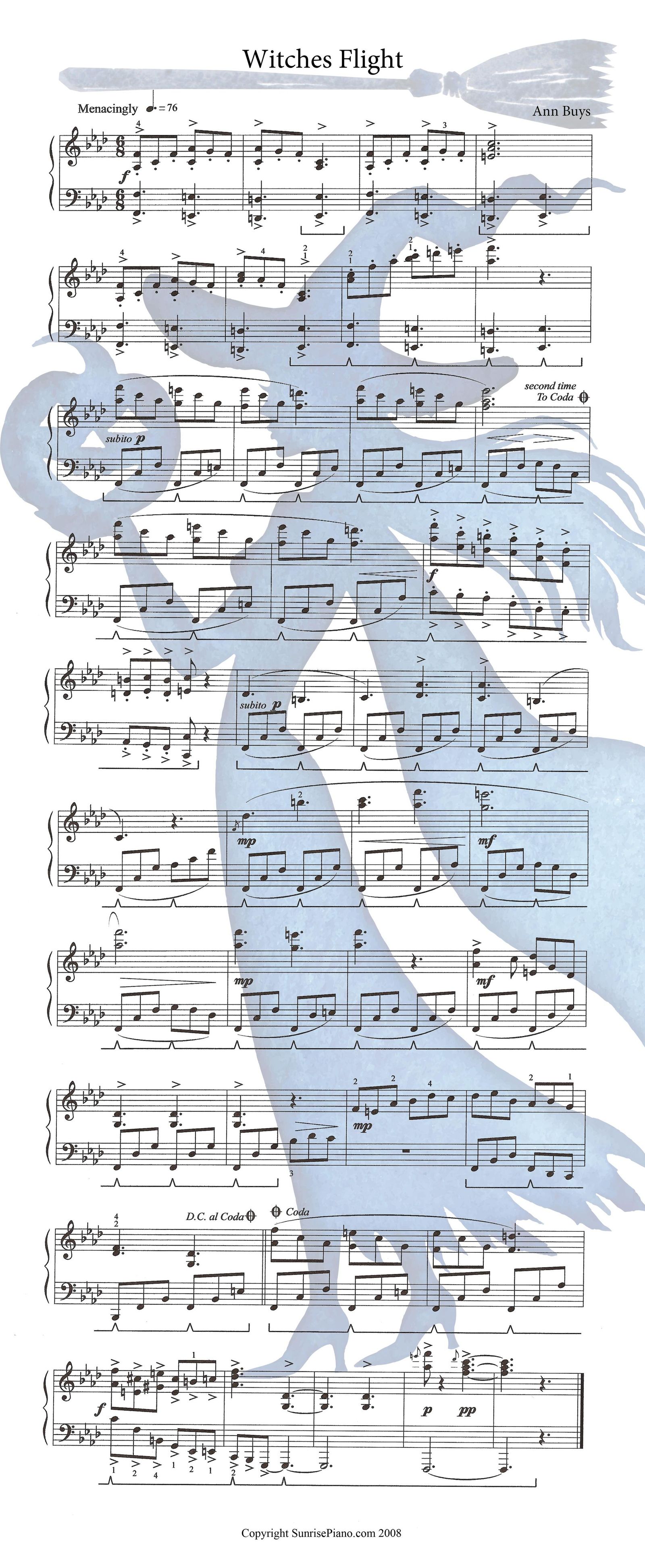 Witches Flight - Late Intermediate Piano Sheet Music