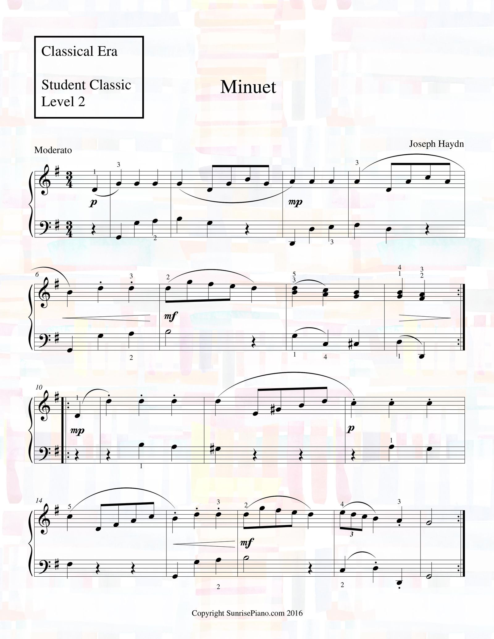 Haydn - Minuet - Piano Sheet Music