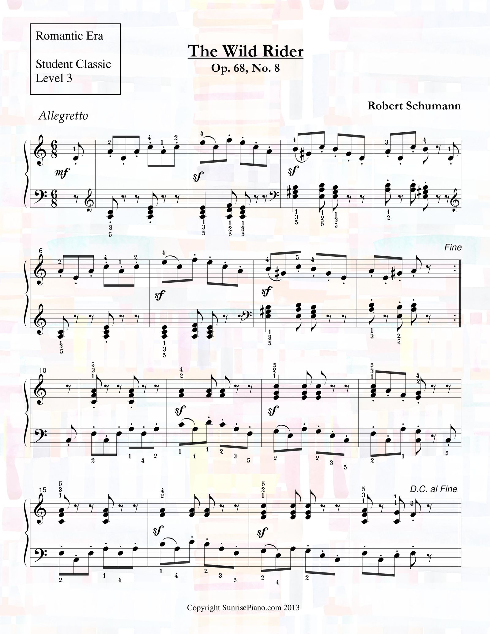 Schumann - The Wild Rider - Piano Sheet Music