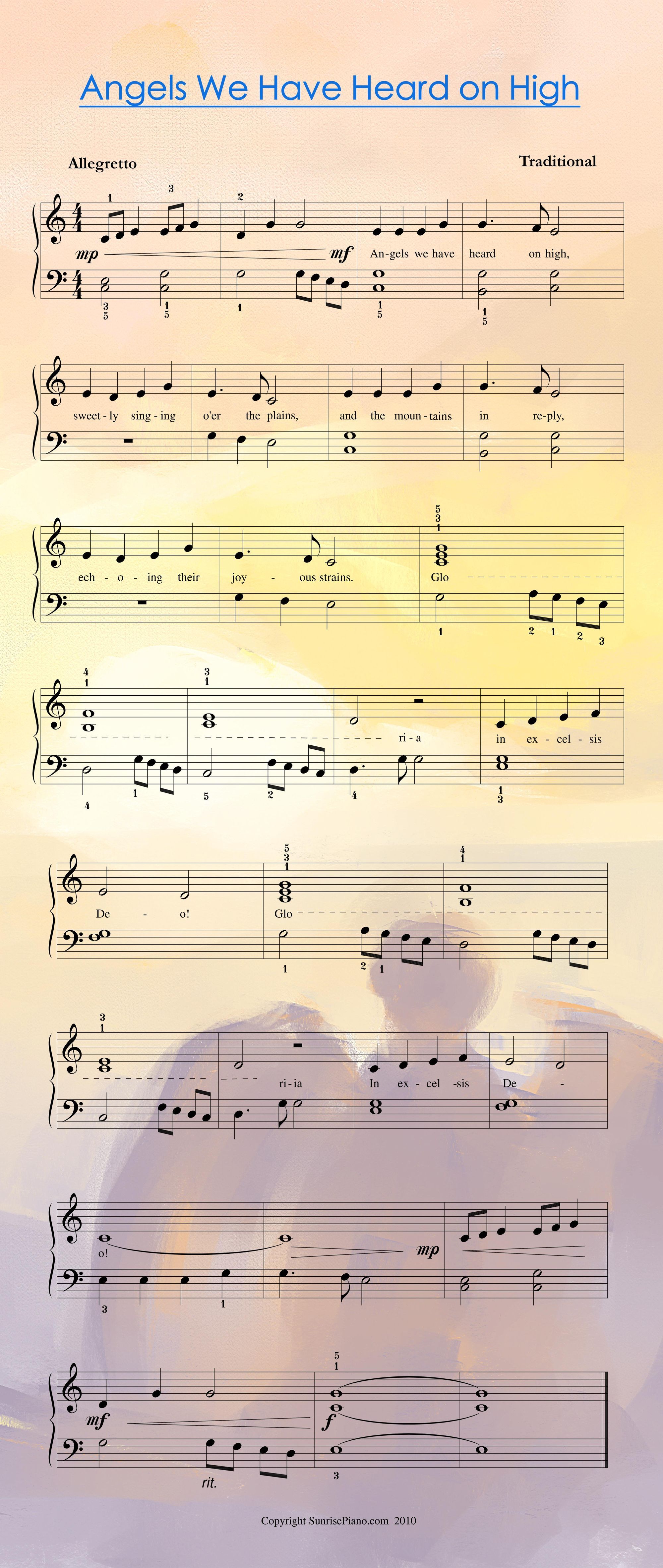 Angels We Have Heard on High - Late Elementary Piano Sheet Music