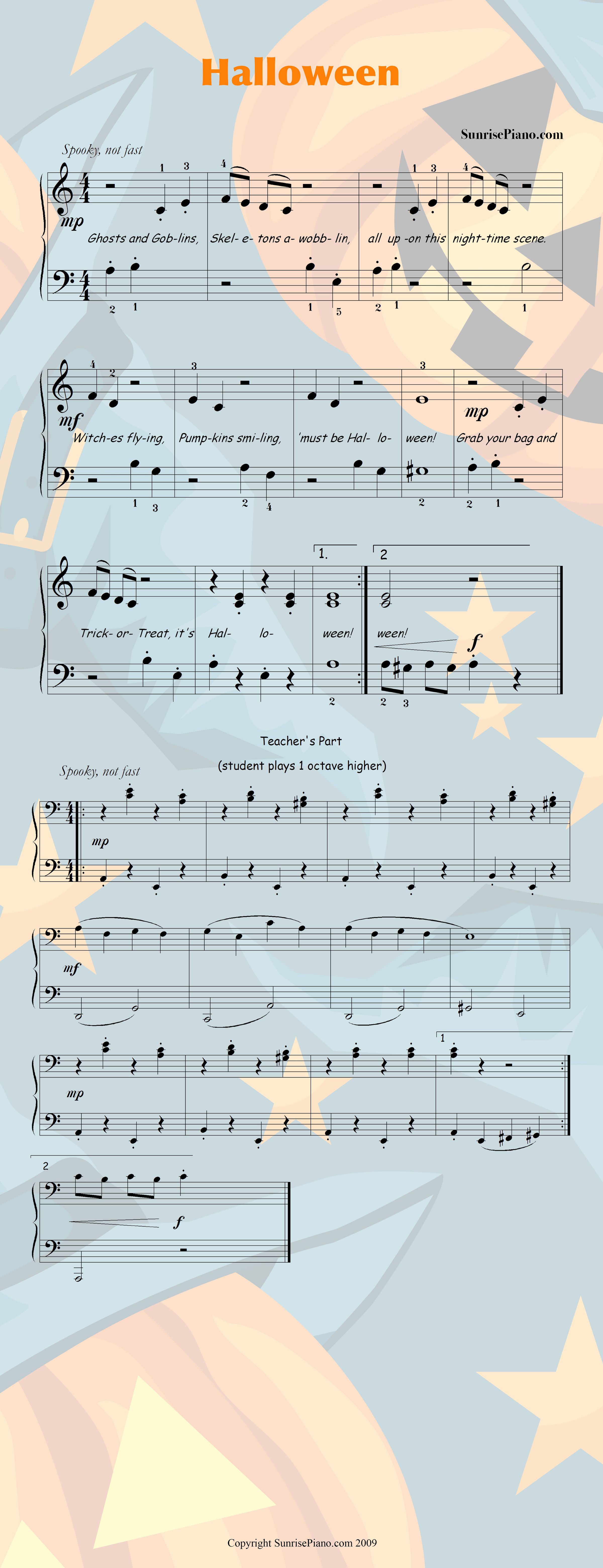 Halloween Duet - Elementary Piano Sheet Music