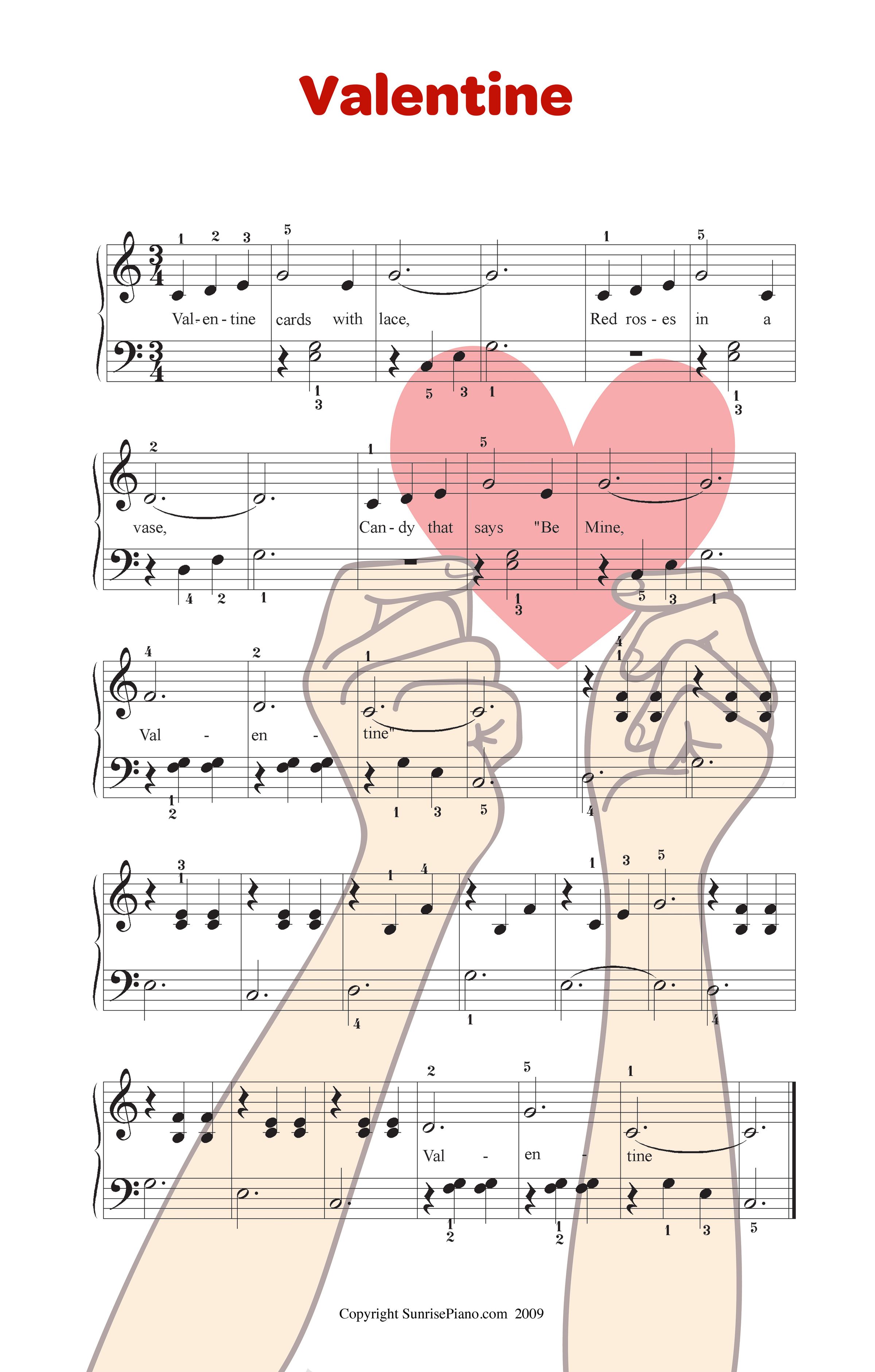 Valentine - Elementary Piano Sheet Music