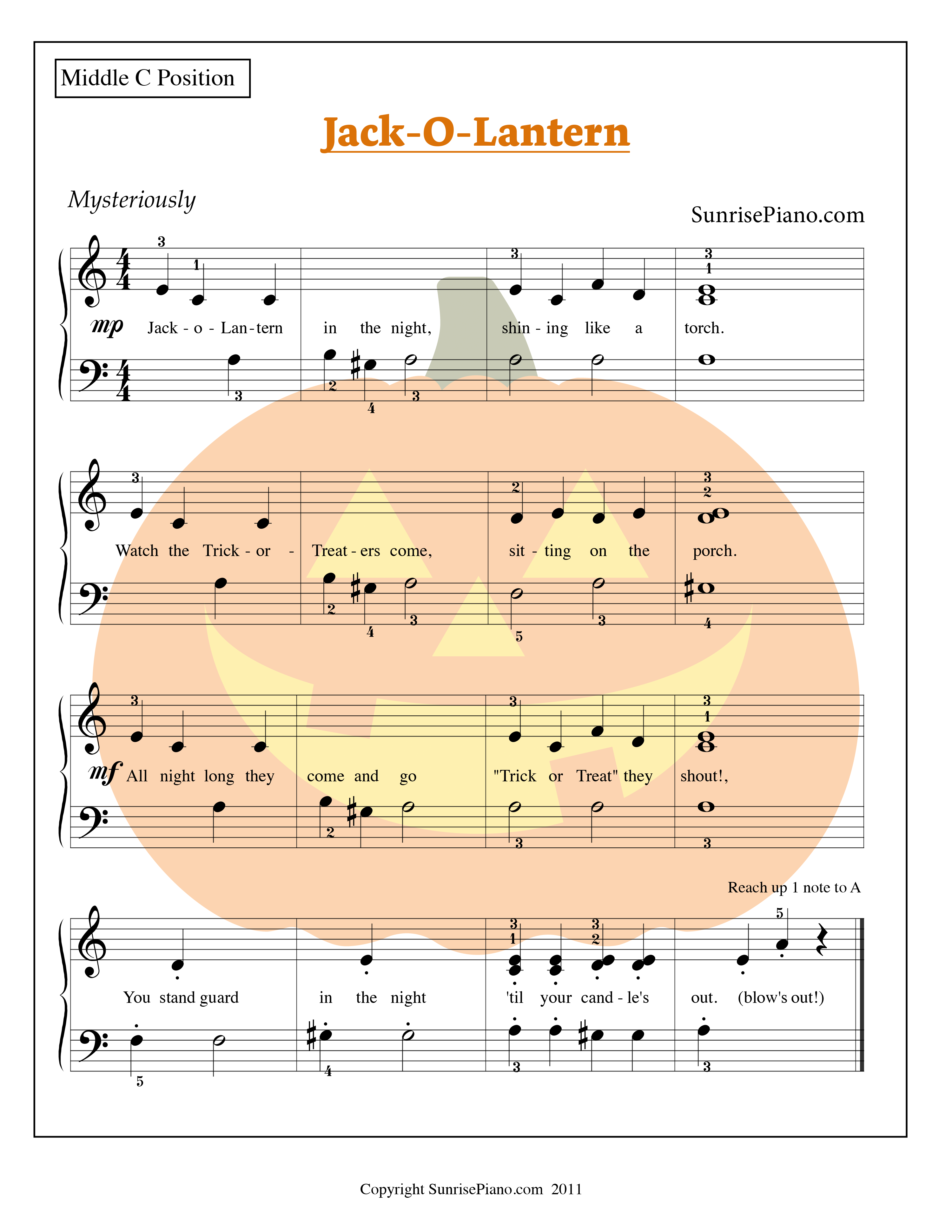 Jack-O-Lantern - Elementary Piano Sheet Music