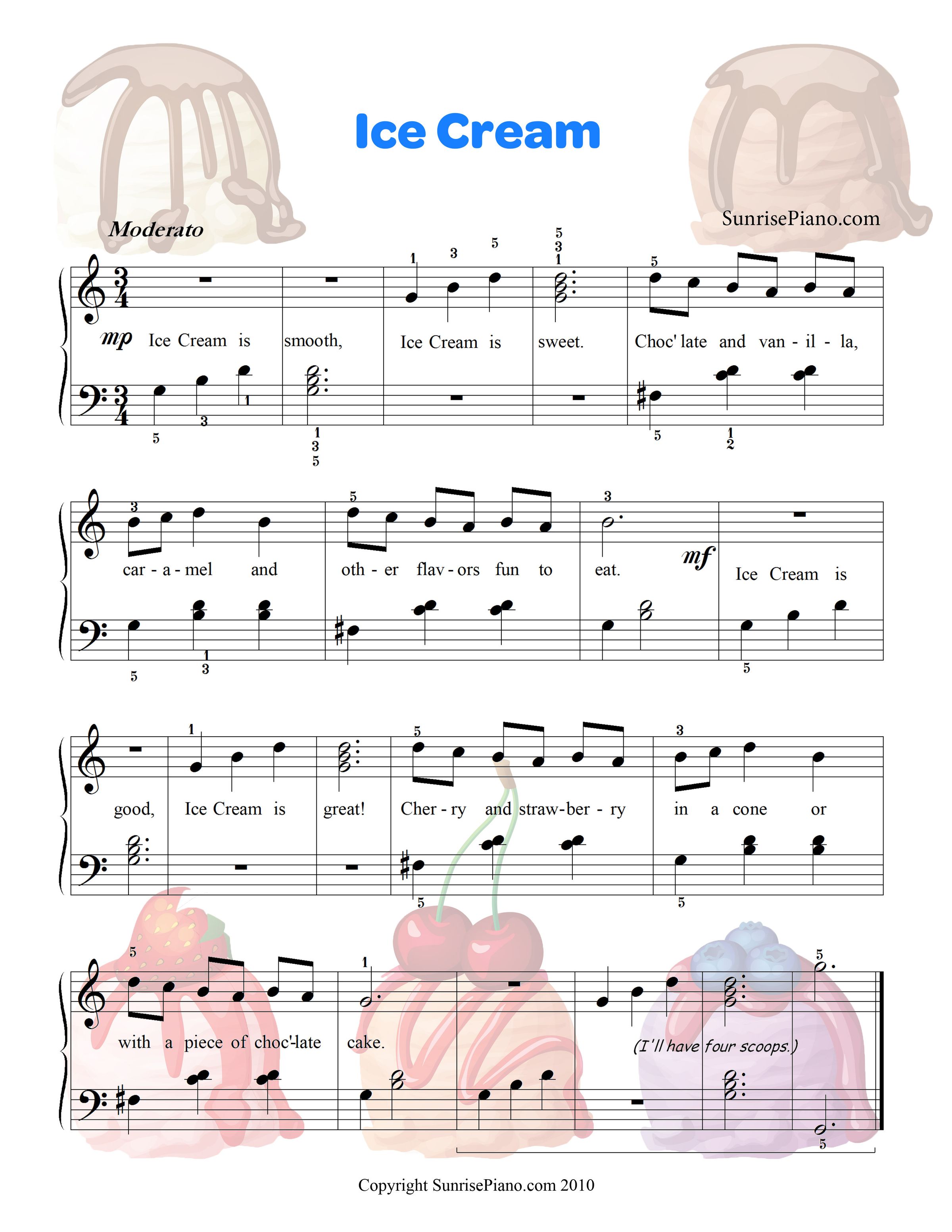Ice Cream - Late Elementary Piano Sheet Music