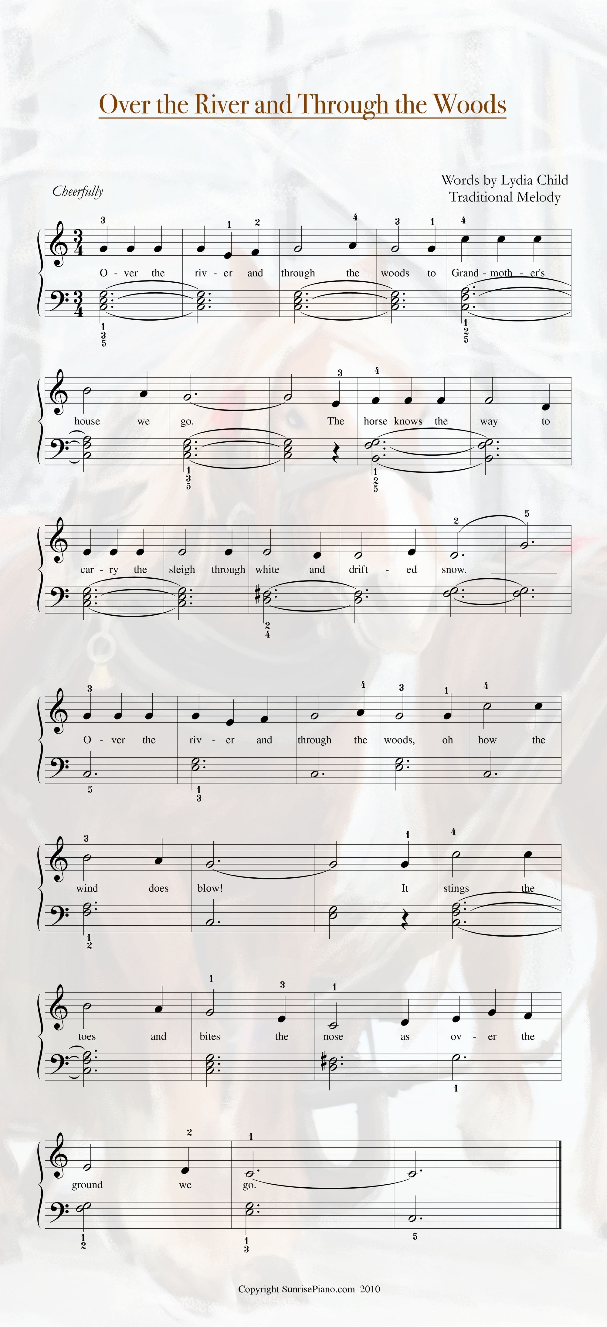 Over the River and Through the Woods - Late Elementary Piano Sheet Music