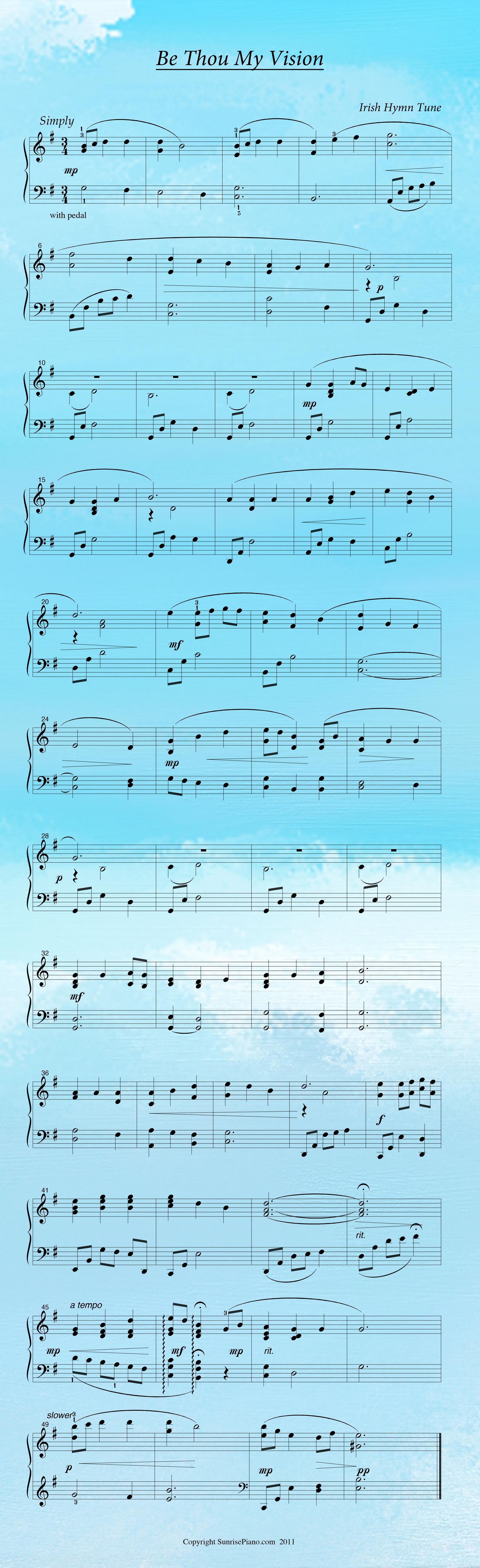 Be Thou My Vision - Intermediate Piano Sheet Music