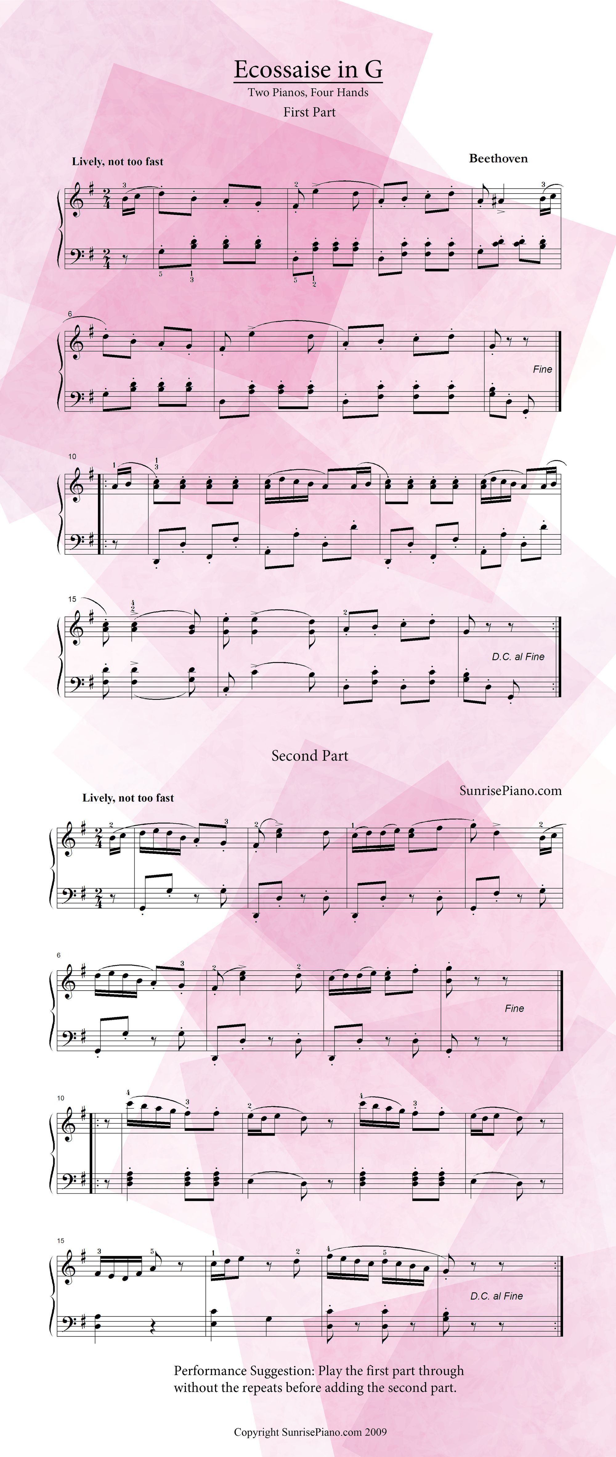 Ecossaise (2 Pianos, 4 Hands) - Intermediate Piano Sheet Music