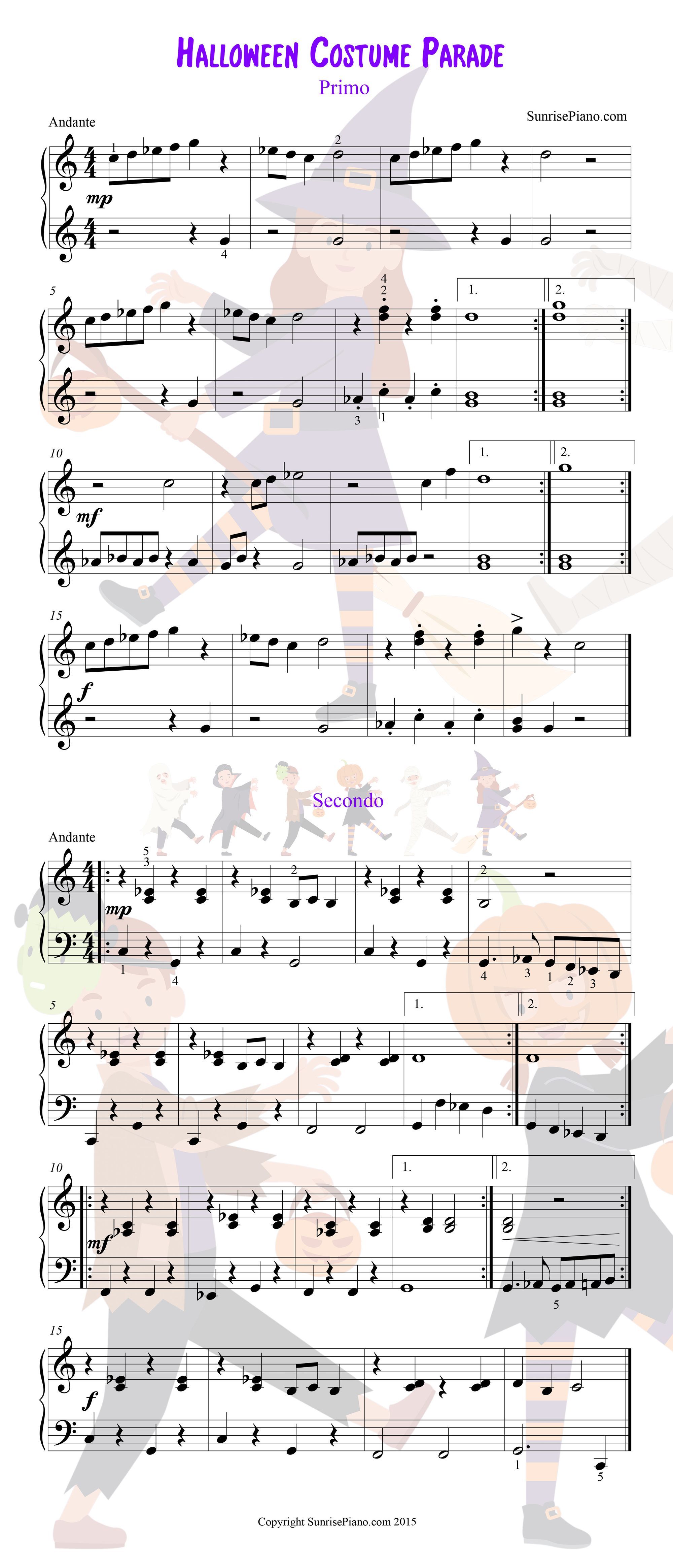 Halloween Costume Parade (Duet) - Early Intermediate Piano Sheet Music
