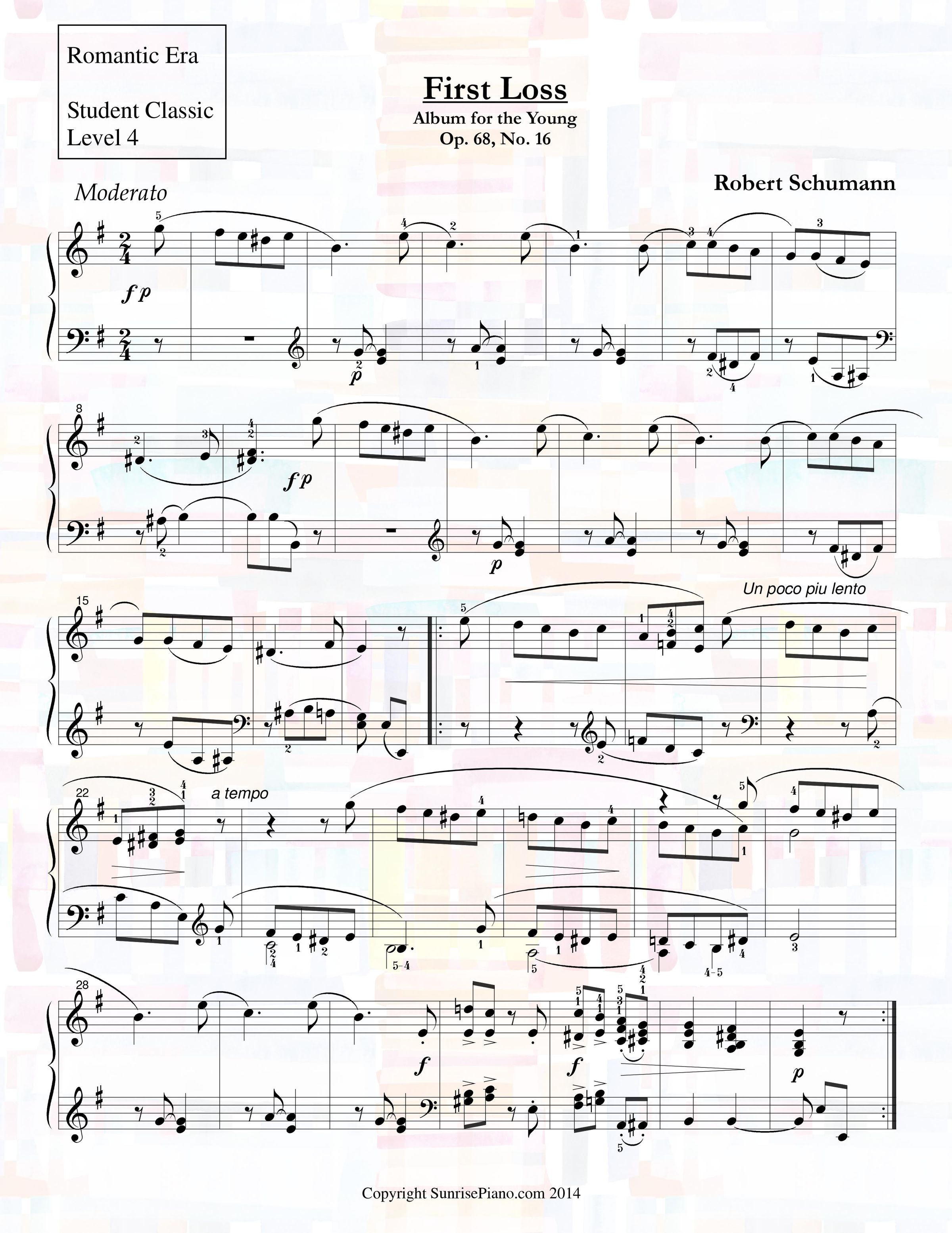 Schumann - First Loss - Piano Sheet Music