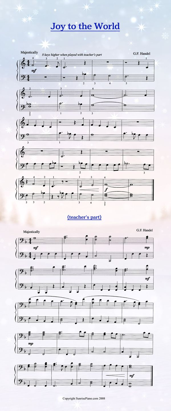 Joy to the World - Elementary Piano Sheet Music