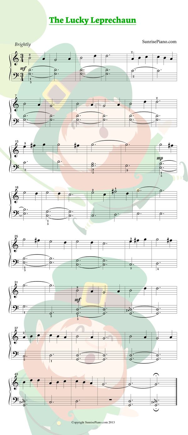 The Lucky Leprechaun - Late Elementary Piano Sheet Music