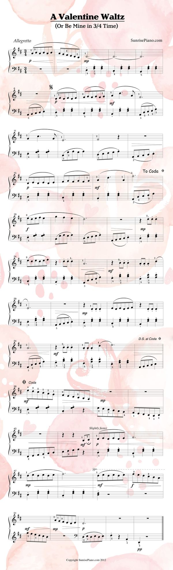 A Valentine Waltz (Or Be Mine in 3/4 Time) - Intermediate Piano Sheet Music