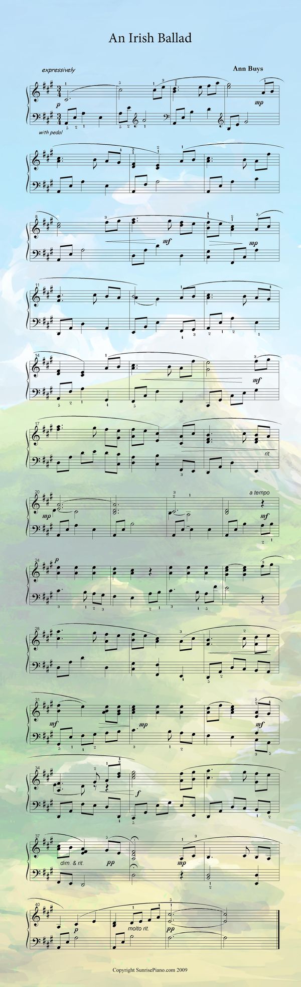 An Irish Ballad - Intermediate Piano Sheet Music