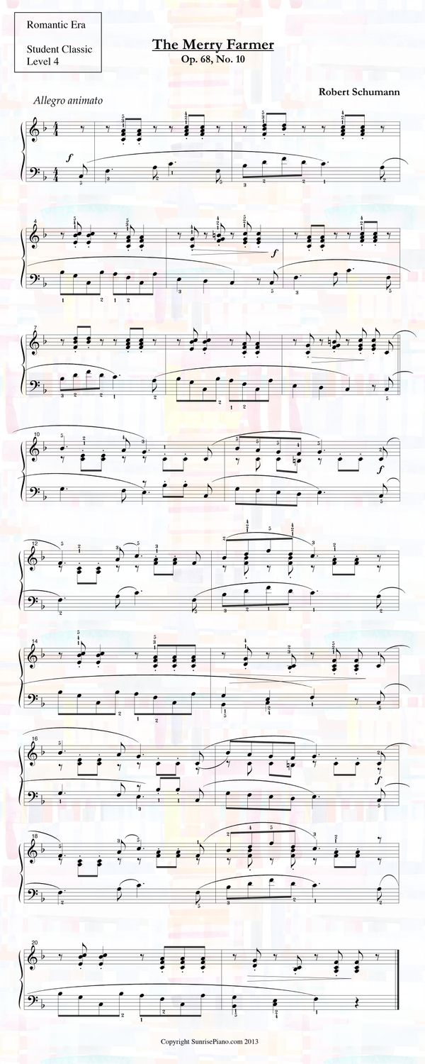 Schumann - The Merry Farmer - Piano Sheet Music